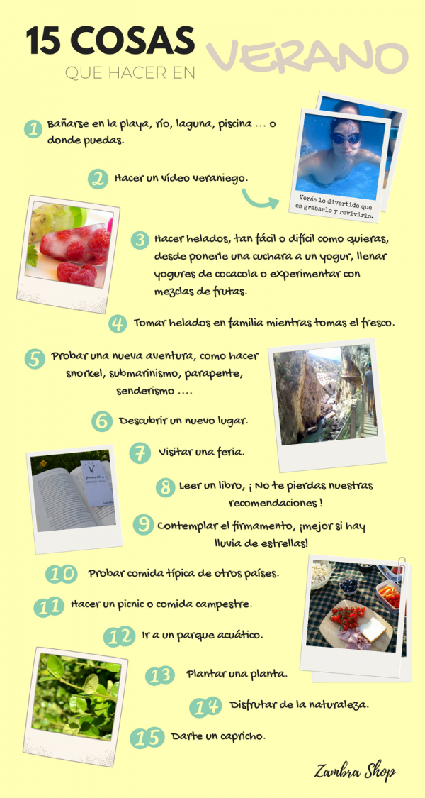 15 COSAS QUE HACER EN VERANO | Zambra Papelería para crecer